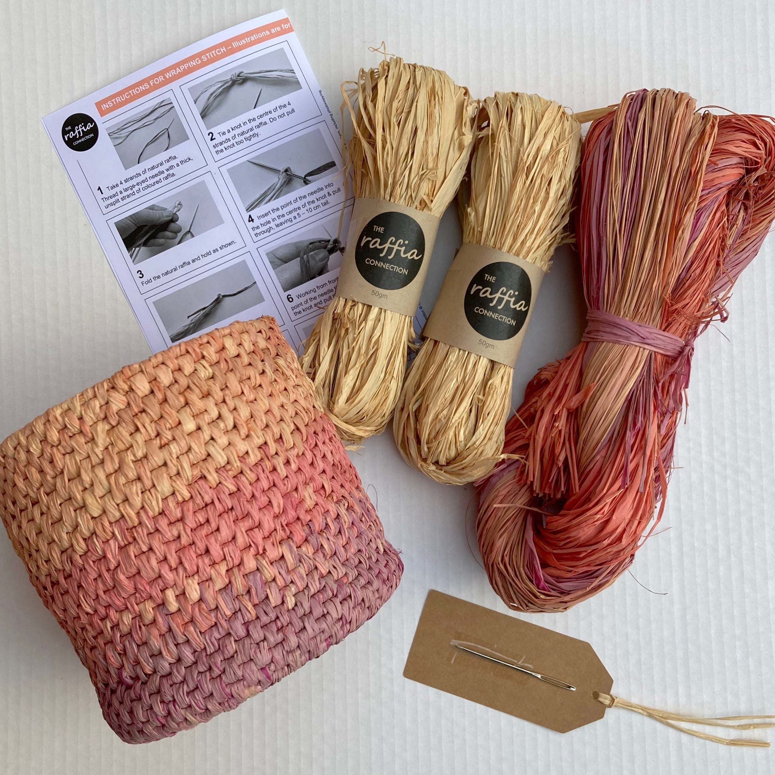 Raffia Basket Kit - Ombré Dusky Pink - The Raffia Connection