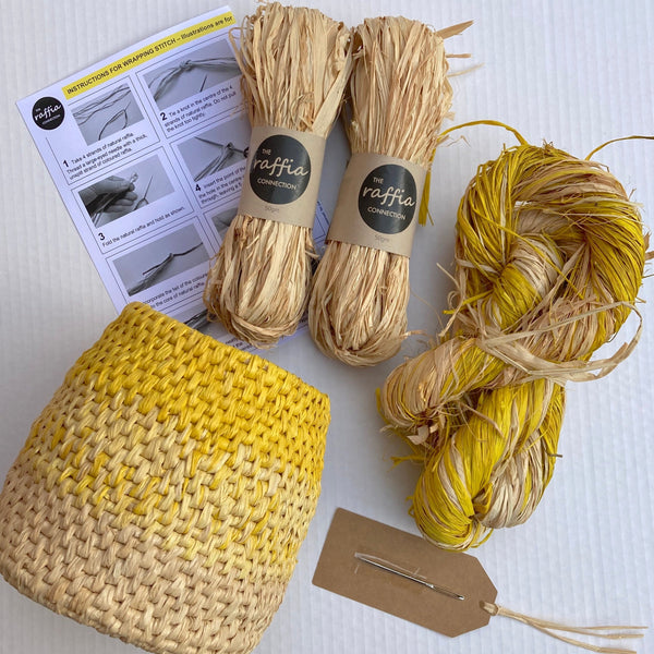 Raffia Basket Kit - Ombré Yellow - The Raffia Connection